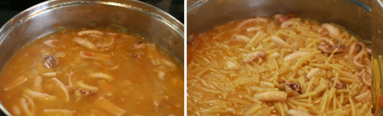 Fideos con calamares